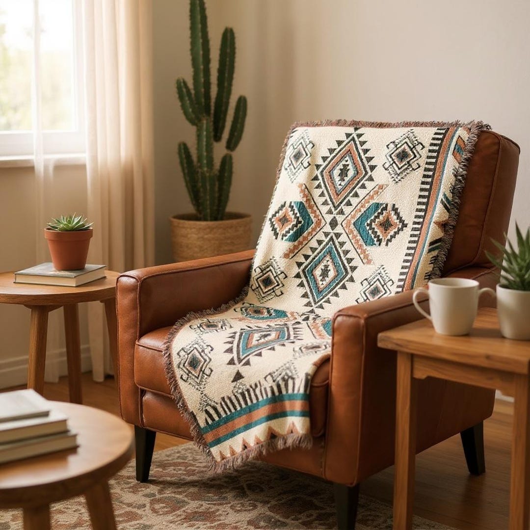 Aztec Woven Throw Blanket: Southwestern Tribal Decor - Etsy