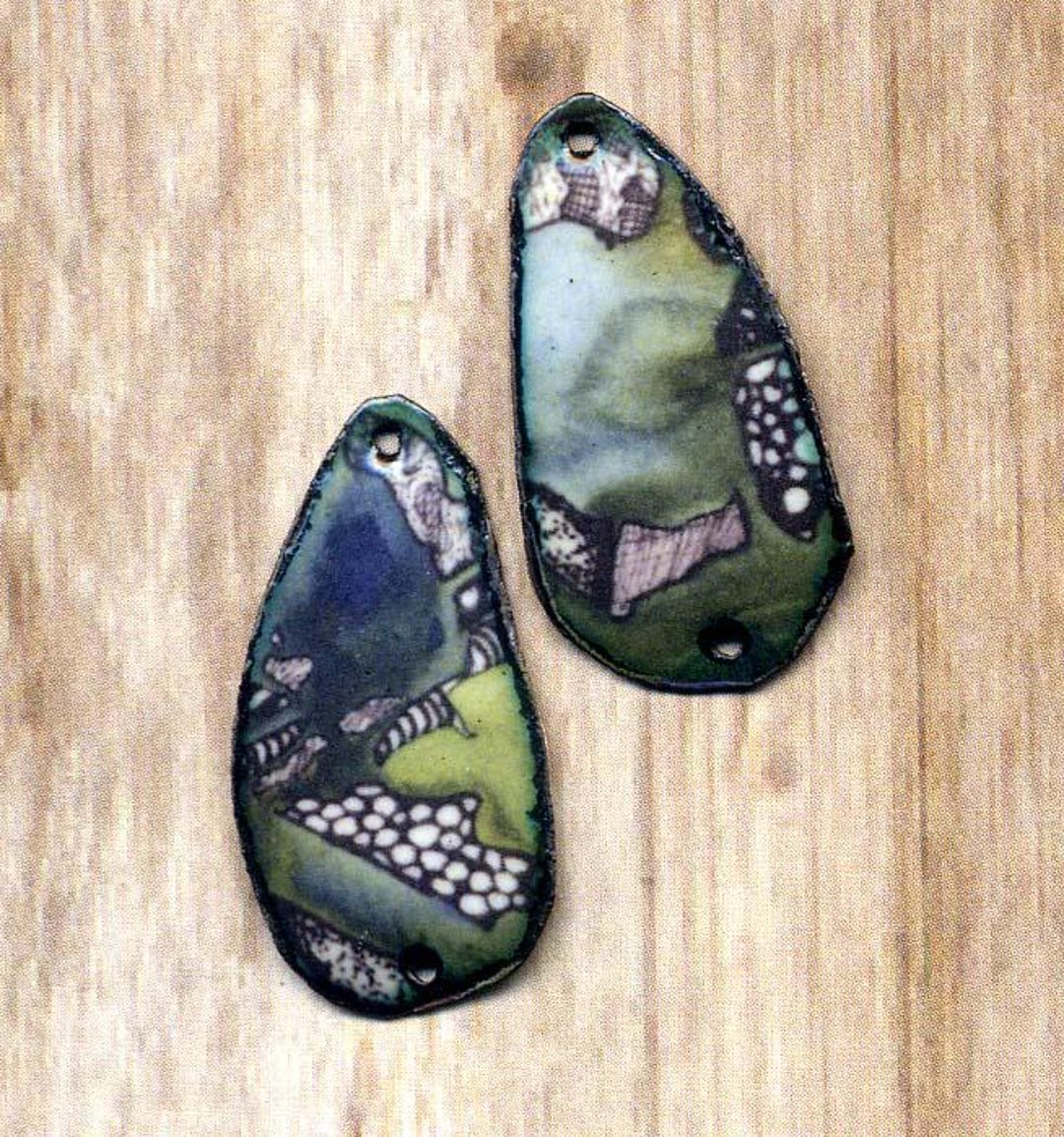 Handmade Enamel Charms Rustic Original Art Copper Charm Artisan ...