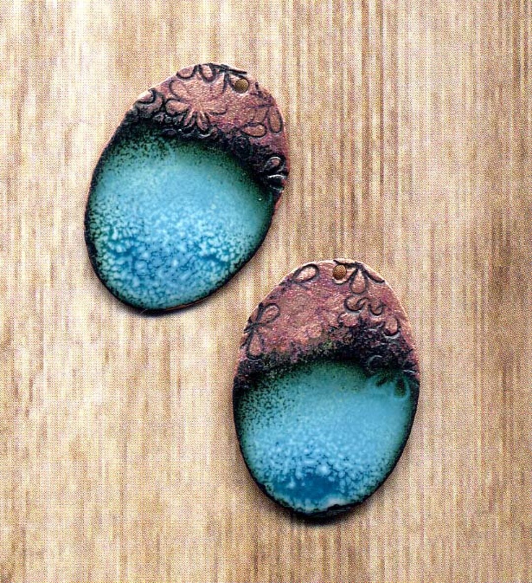Blue Water Flow Handmade Enamel Charms Rustic Copper Charm Earrings ...