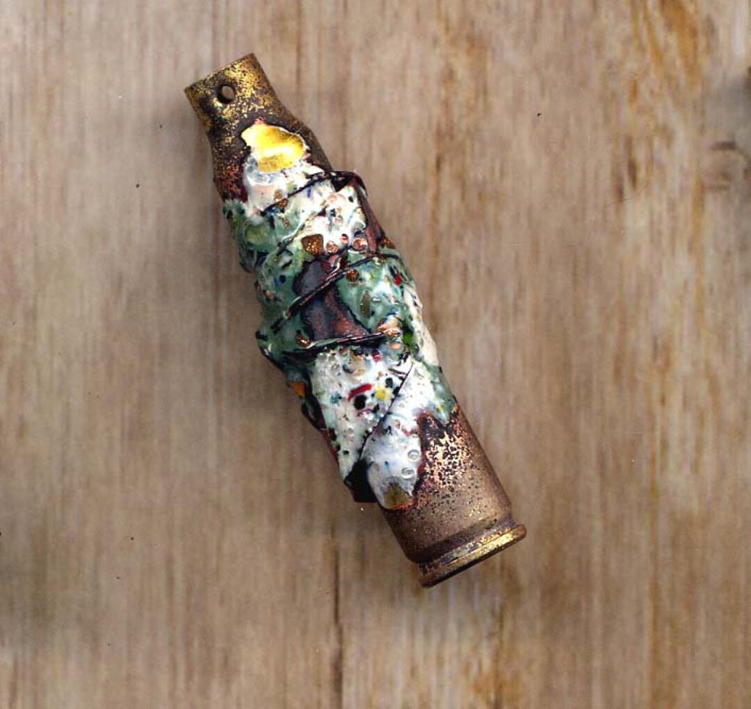 Handmade Enamel Real Gun Shell Pendant Copper and Brass Enamel Jewelry ...