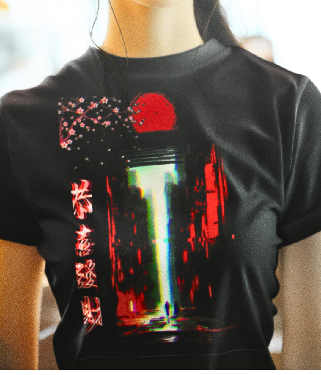 RUINED WALKS Cyberpunk Style, Neon Color Shirts, Japanese Characters ...