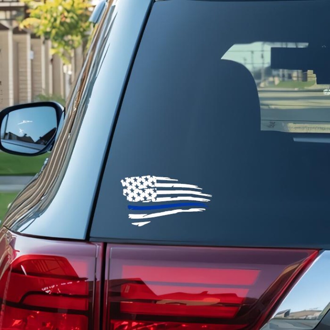 Flag of USA Thin Blue Line Vinyl Decal Sticker UV & Water Proof " - Etsy