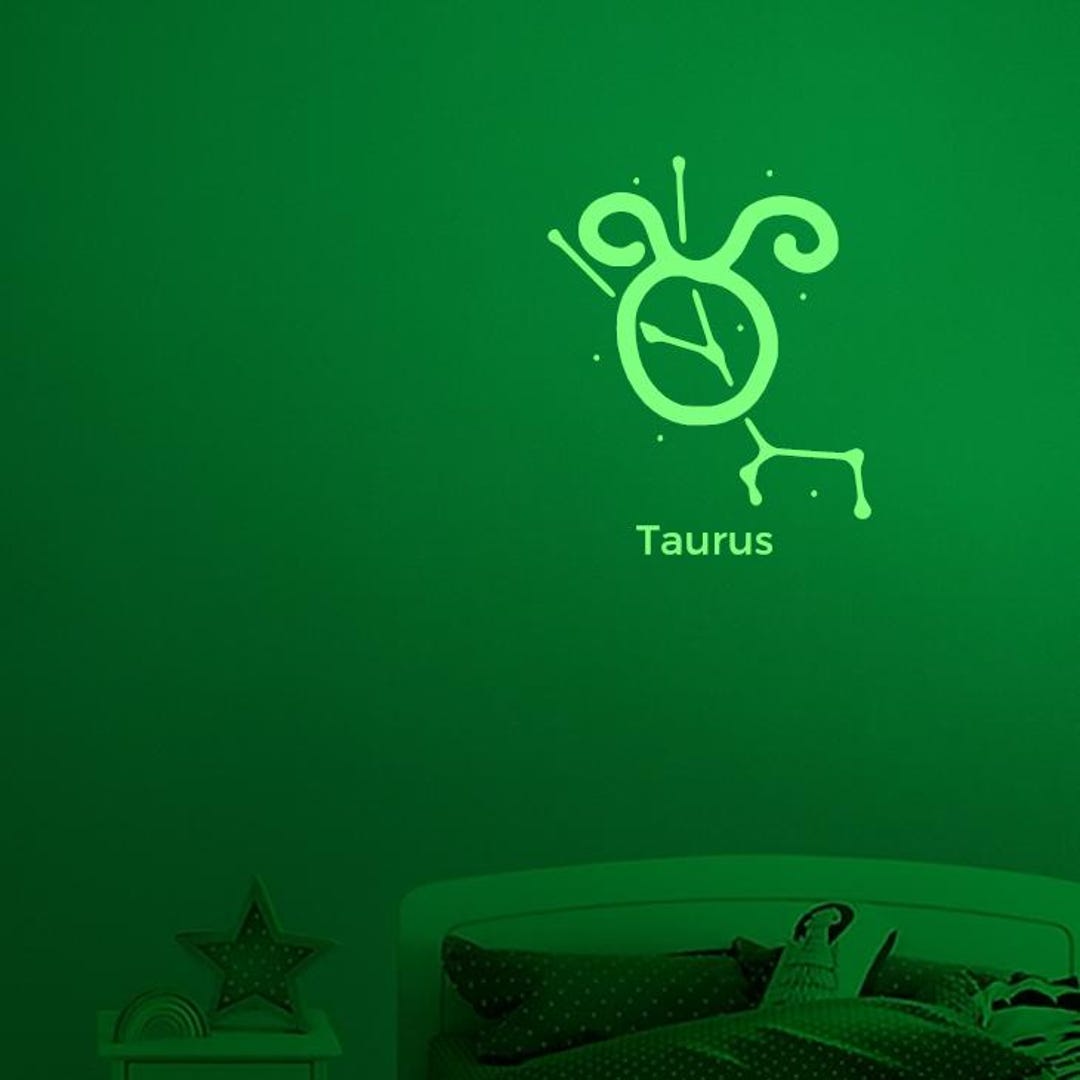 Taurus Glow in the Dark Zodiac Wall Decal Astrology Bull Sign Vinyl ...