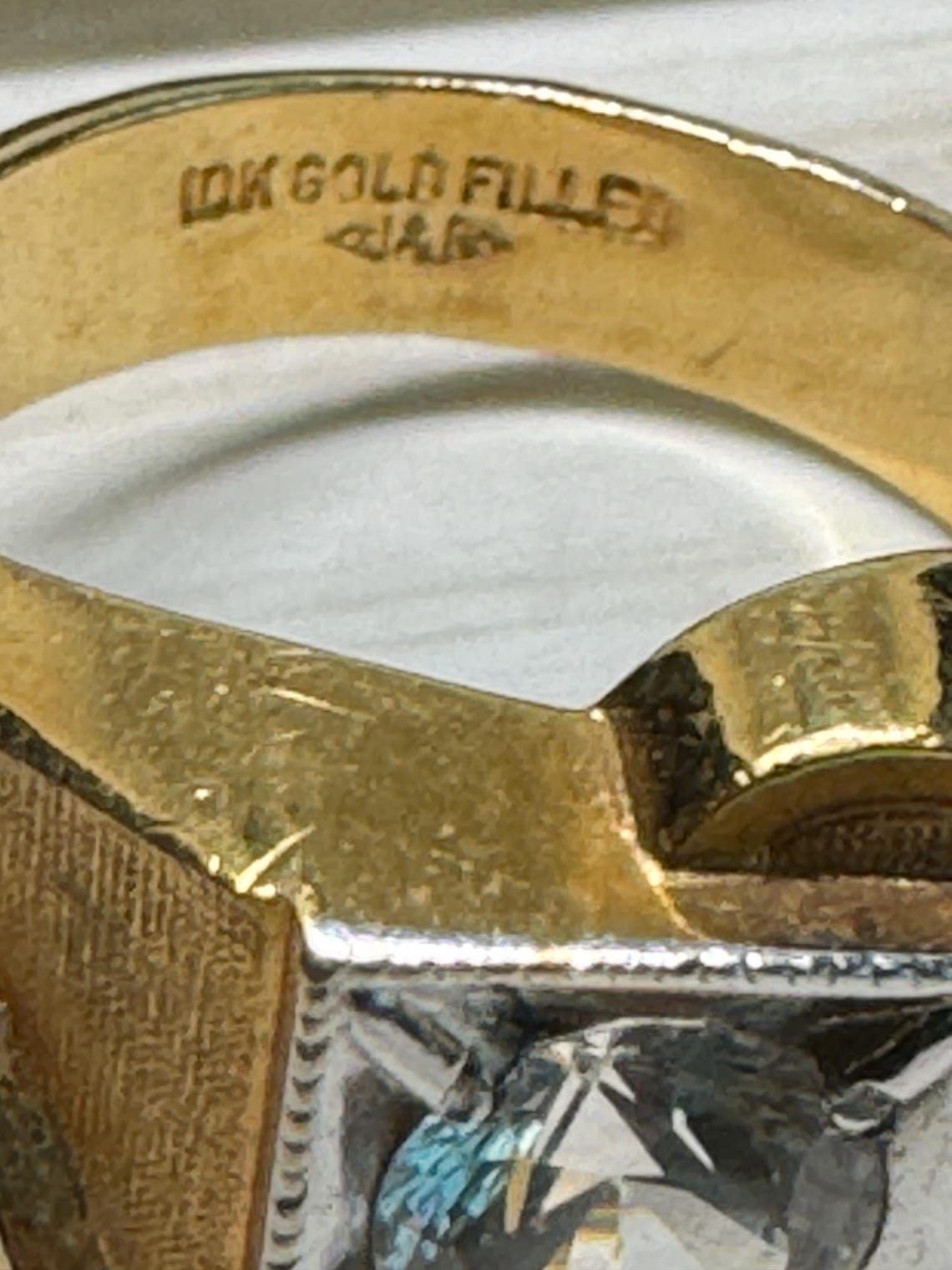 Vintage 10k Gold Filled Clark and Coombs Clear Rhinestone Men's Ring ...