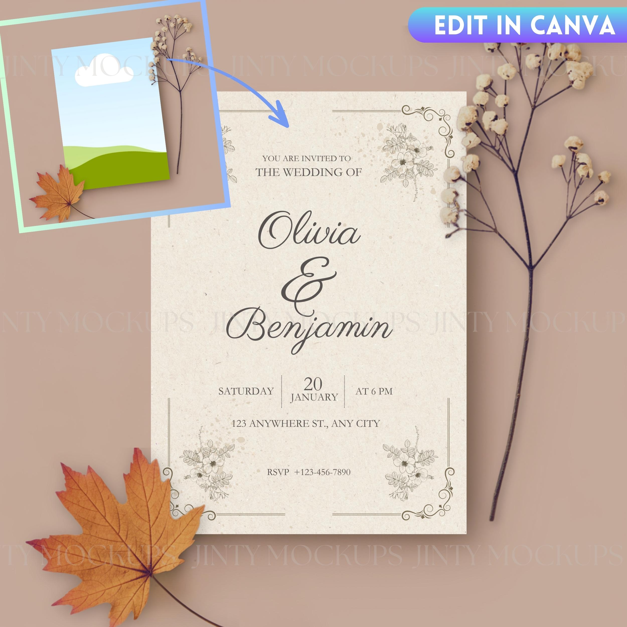5x7 Invitation Mockup: Canva Drag & Drop Template (digital File) - Etsy