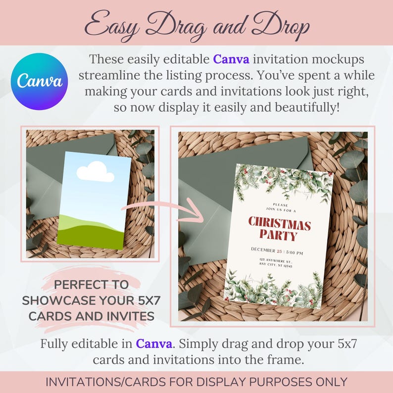 5x7 Invitation Mockup: Canva Drag & Drop Template (digital Download) - Etsy