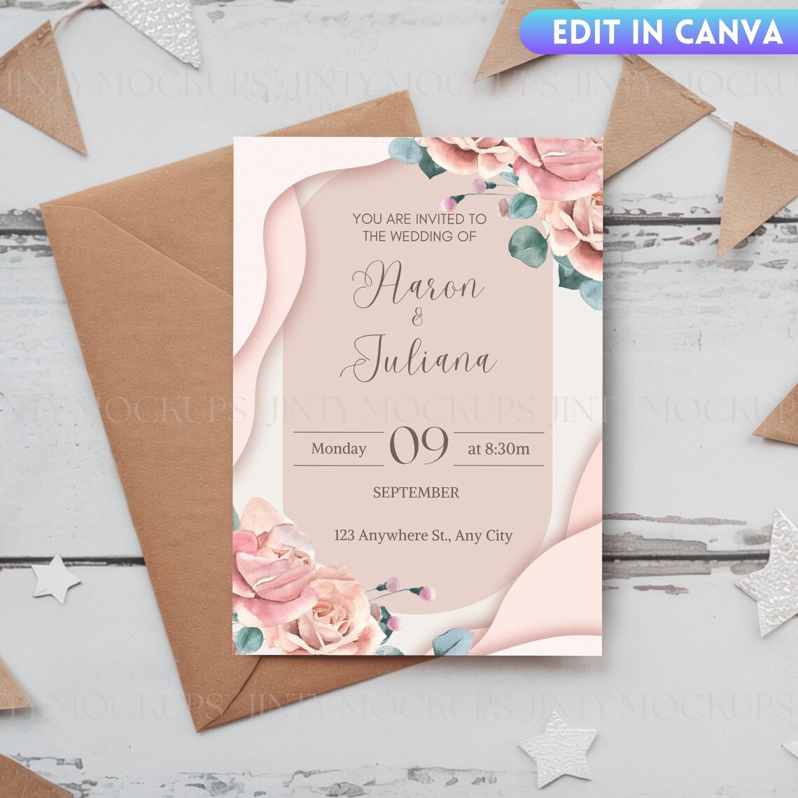 5x7 Invitation Mockup: Canva Drag & Drop Template (digital Download) - Etsy