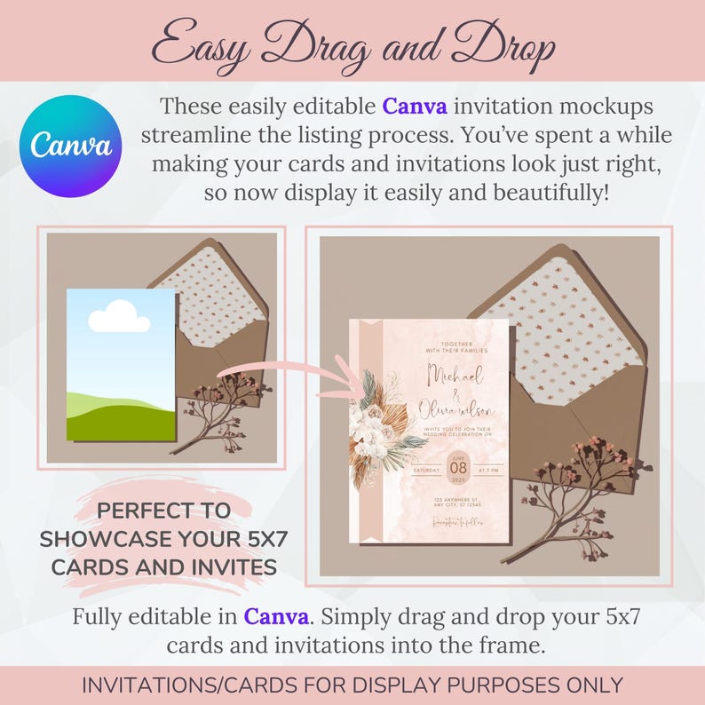 5x7 Invitation Mockup: Canva Drag & Drop Template (digital Download) - Etsy