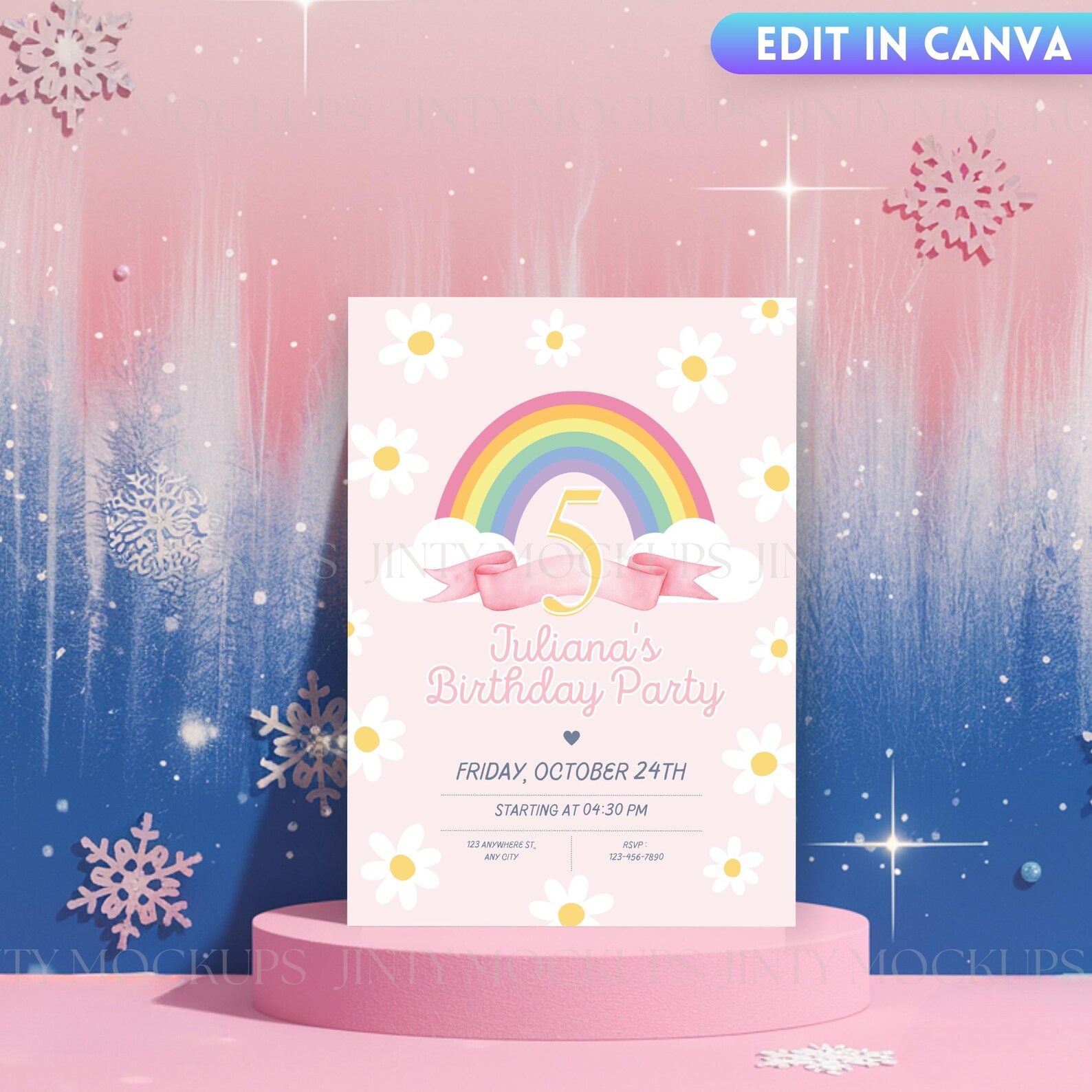 5x7 Invitation Mockup: Canva Drag & Drop Template (digital Download) - Etsy