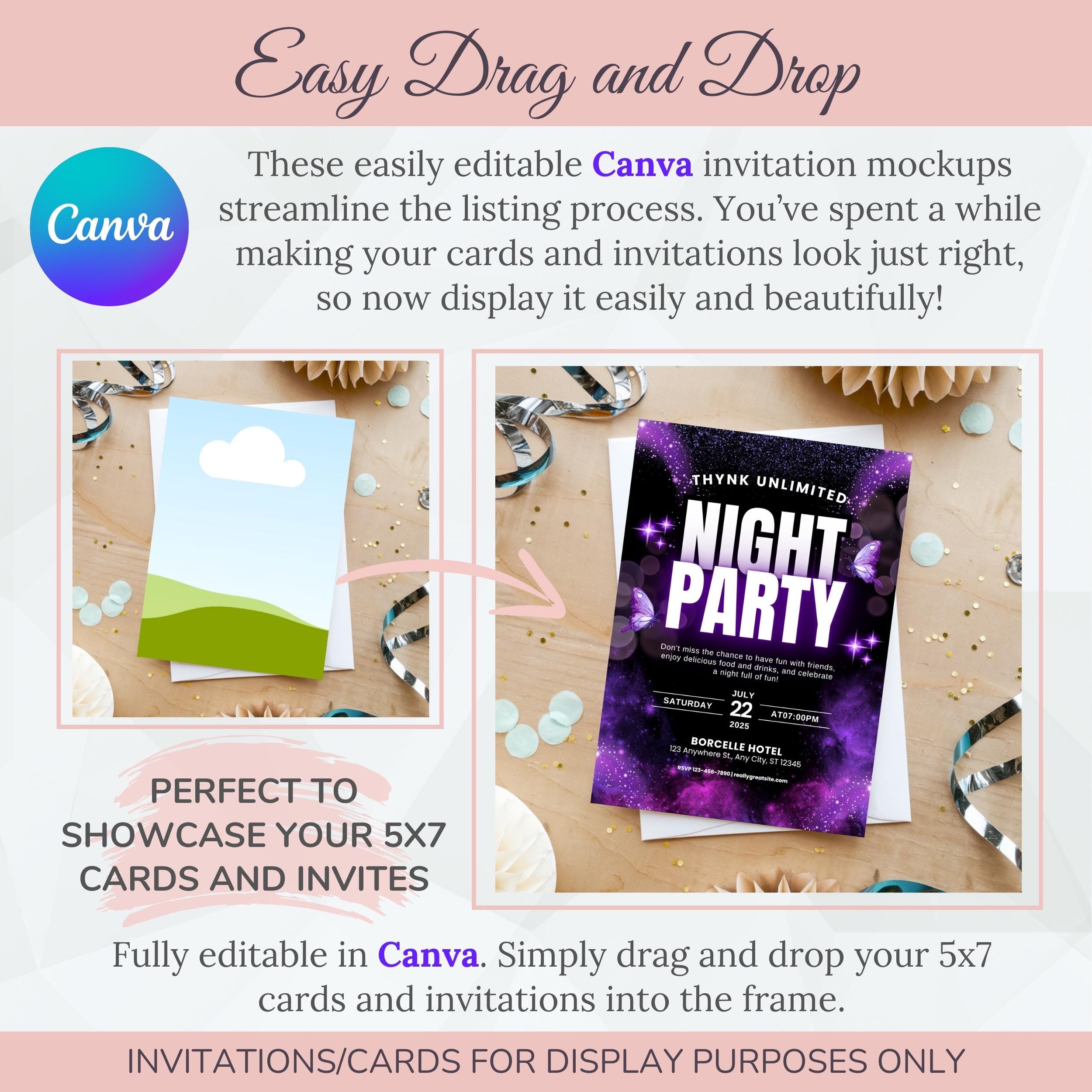 5x7 Invitation Mockup: Canva Drag & Drop Template (digital Download) - Etsy