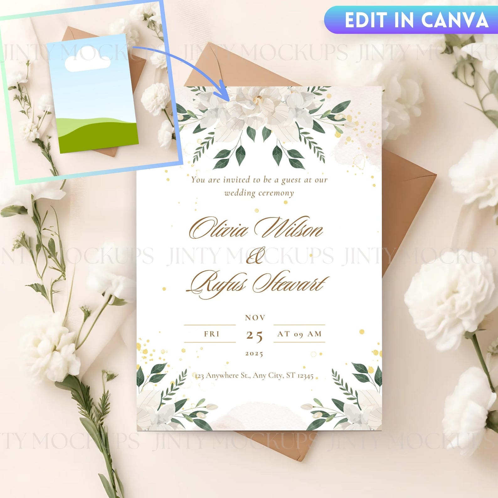 5x7 Invitation Mockup, Canva Drag & Drop Template (digital Download) - Etsy