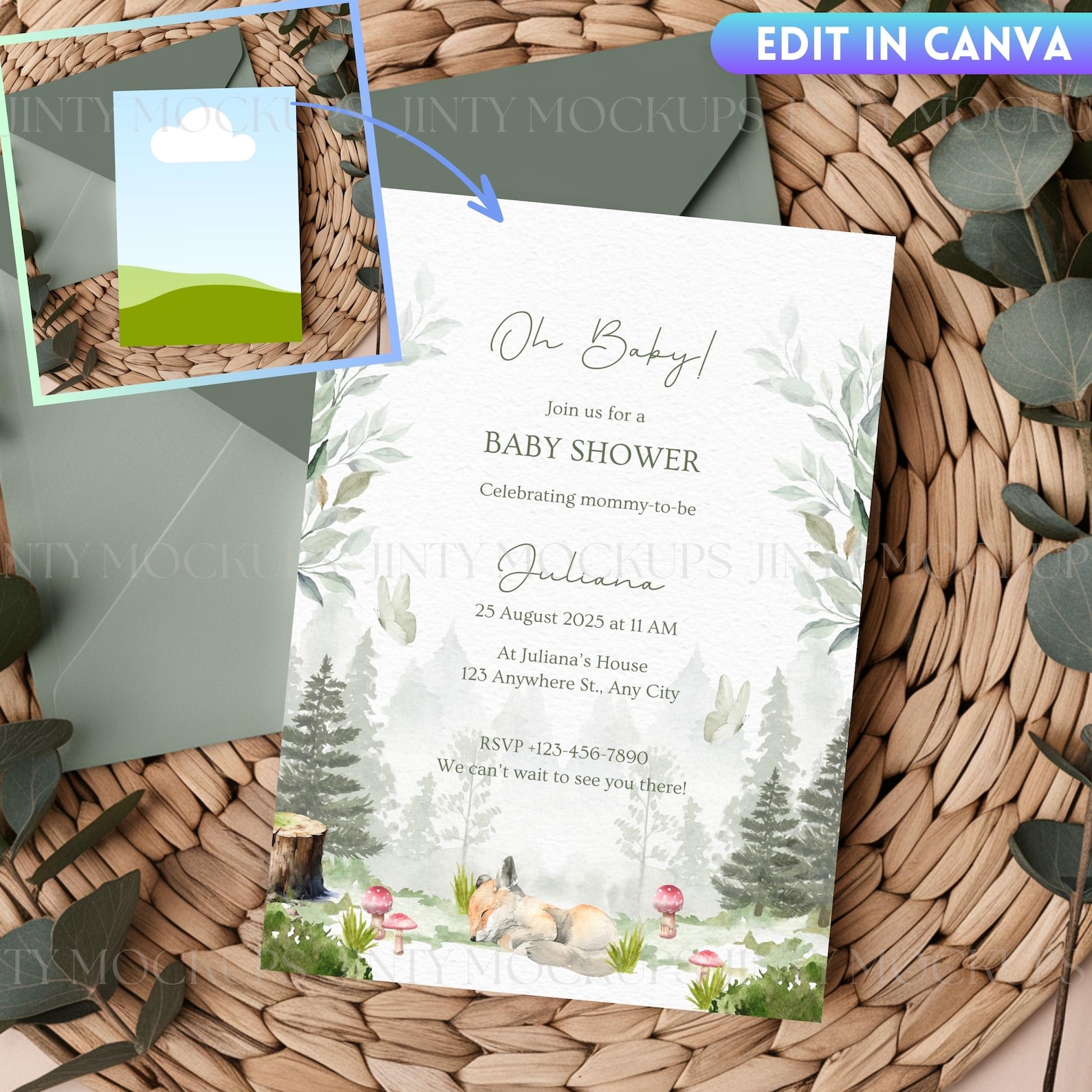 5x7 Invitation Mockup: Canva Drag & Drop Template (digital Download) - Etsy