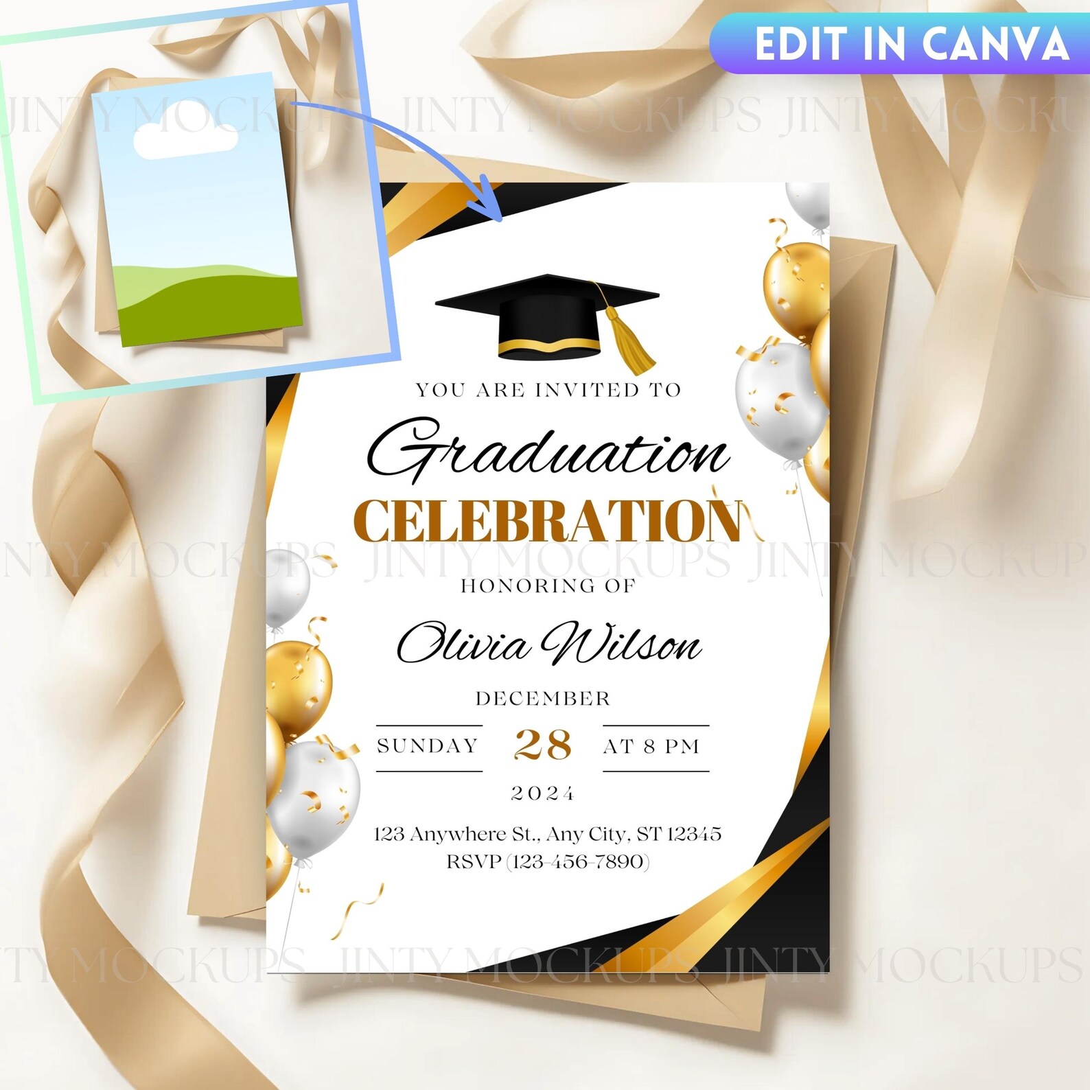 5x7 Invitation Mockup: Canva Drag & Drop Template (digital Download) - Etsy