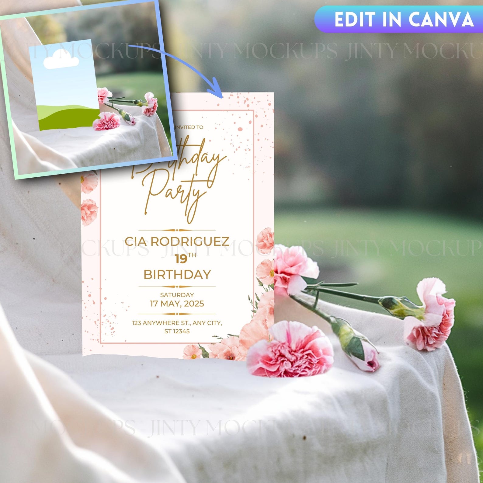 5x7 Invitation Mockup: Canva Drag & Drop Template (digital Download) - Etsy