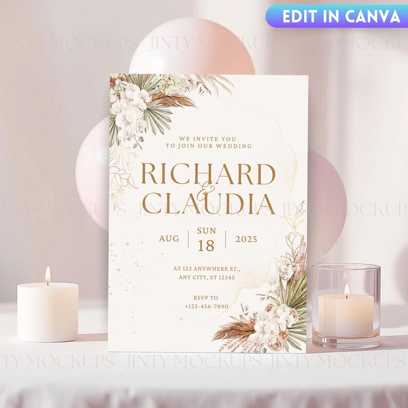 5x7 Invitation Mockup: Canva Drag & Drop Template (digital Download) - Etsy