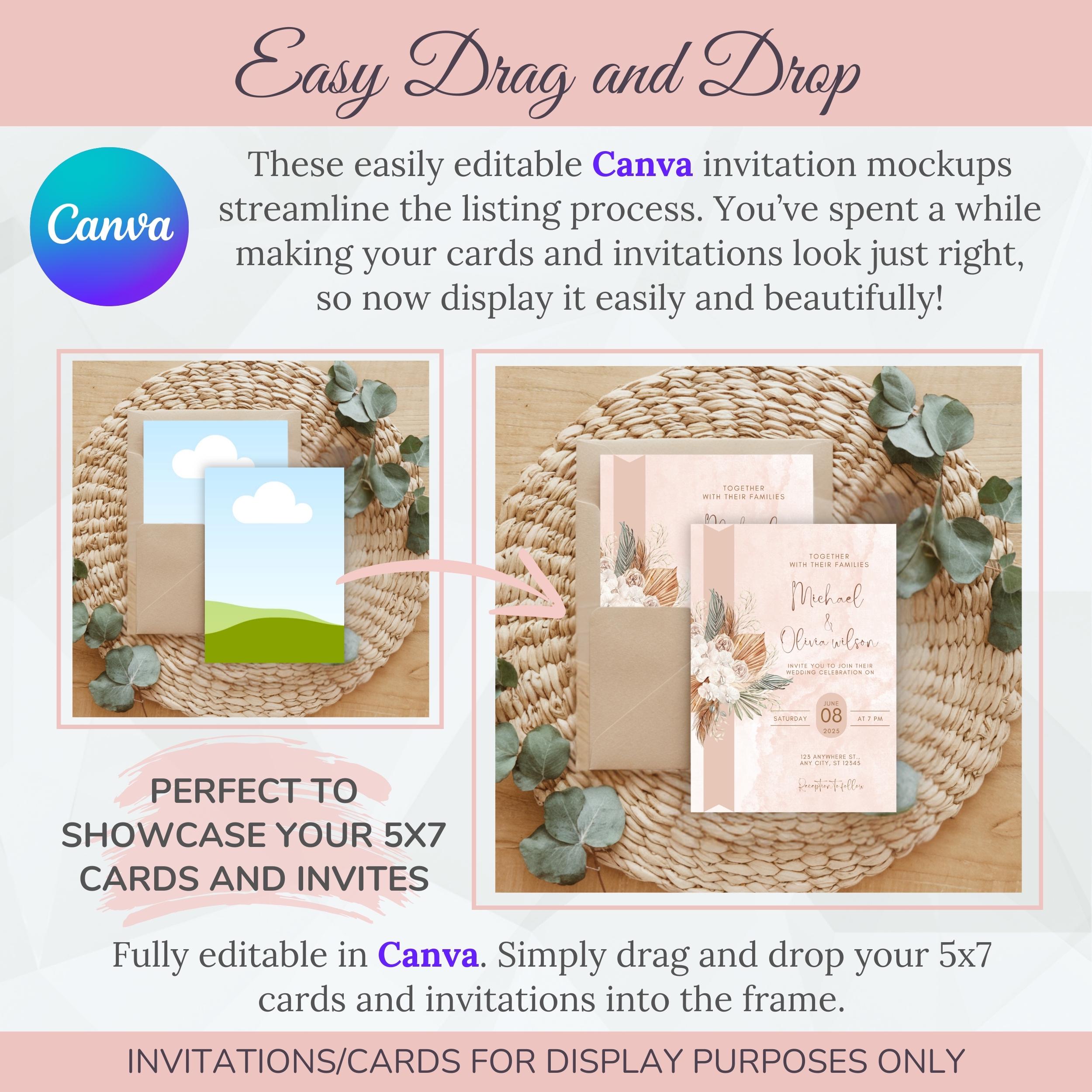 5x7 Invitation Mockup: Canva Drag & Drop Template (digital Download) - Etsy