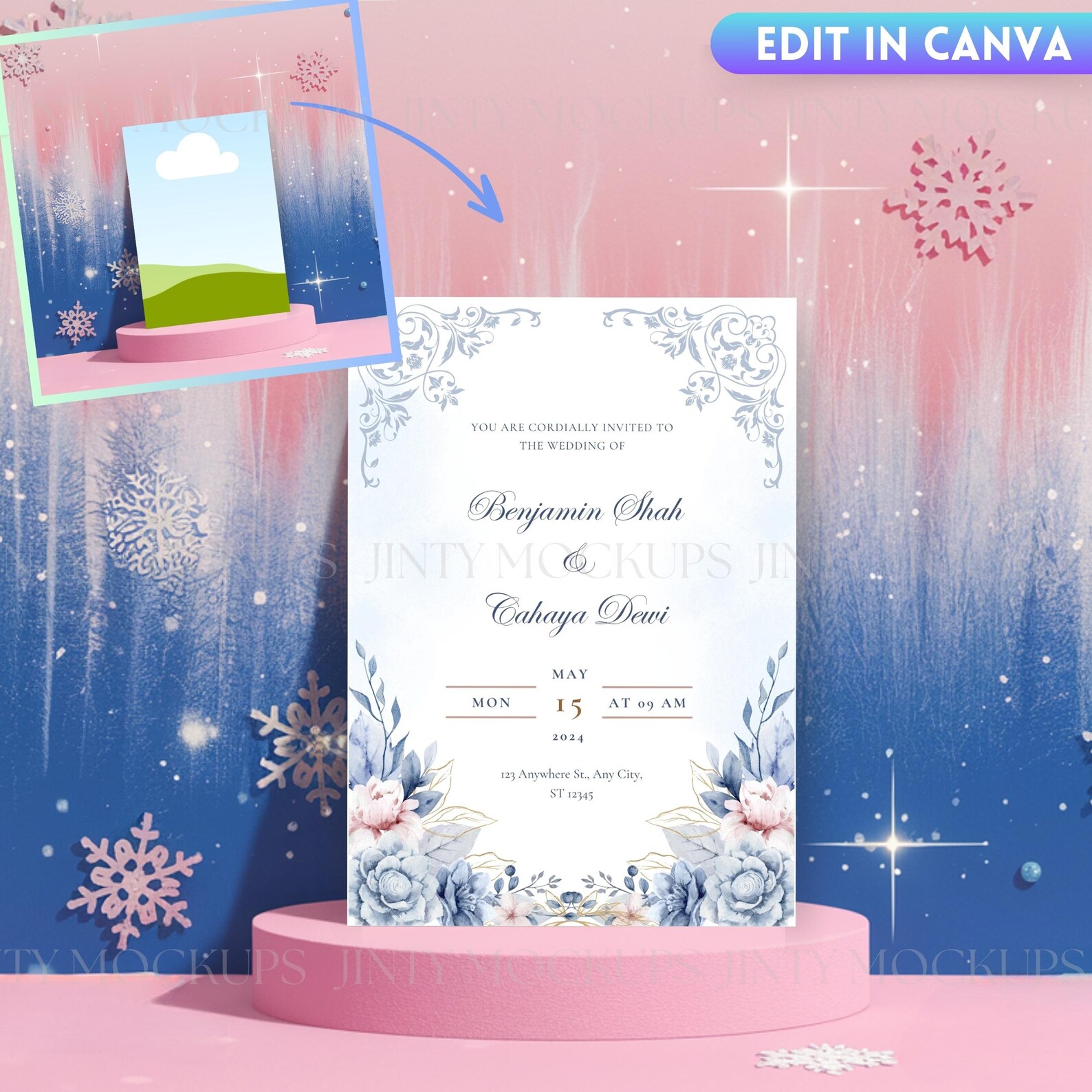 5x7 Invitation Mockup: Canva Drag & Drop Template (digital Download) - Etsy