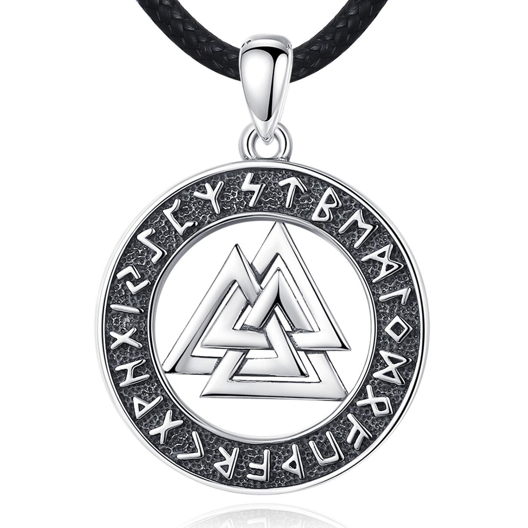 Valknut Pendant With Runic Circle 925 Sterling Silver - Etsy