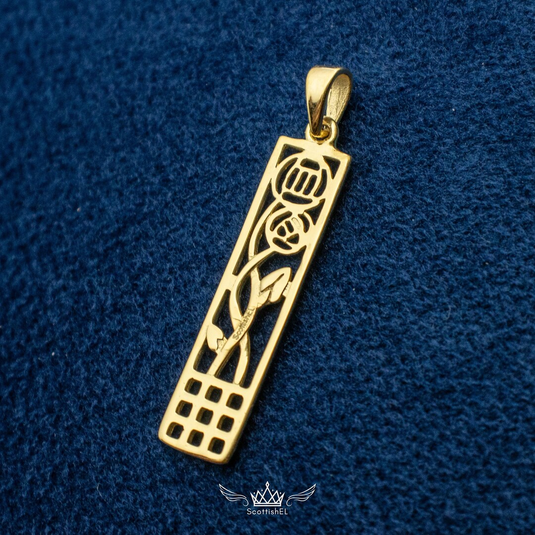 Rennie Mackintosh Inspired Pendant in Solid Gold 14K, 18K, 20K, 22K ...