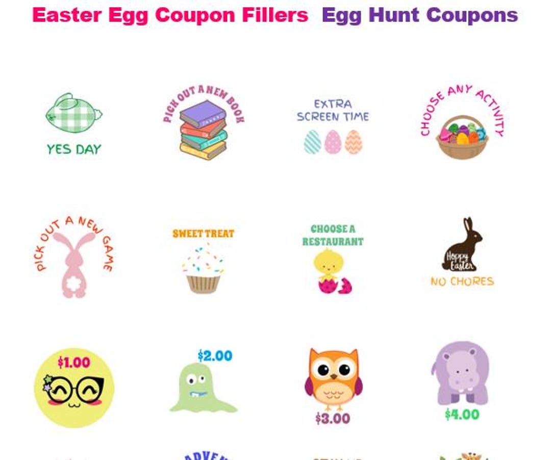 Printable Easter Coupons | Easter Egg Fillers | Easter Egg Hunt | Kids ...