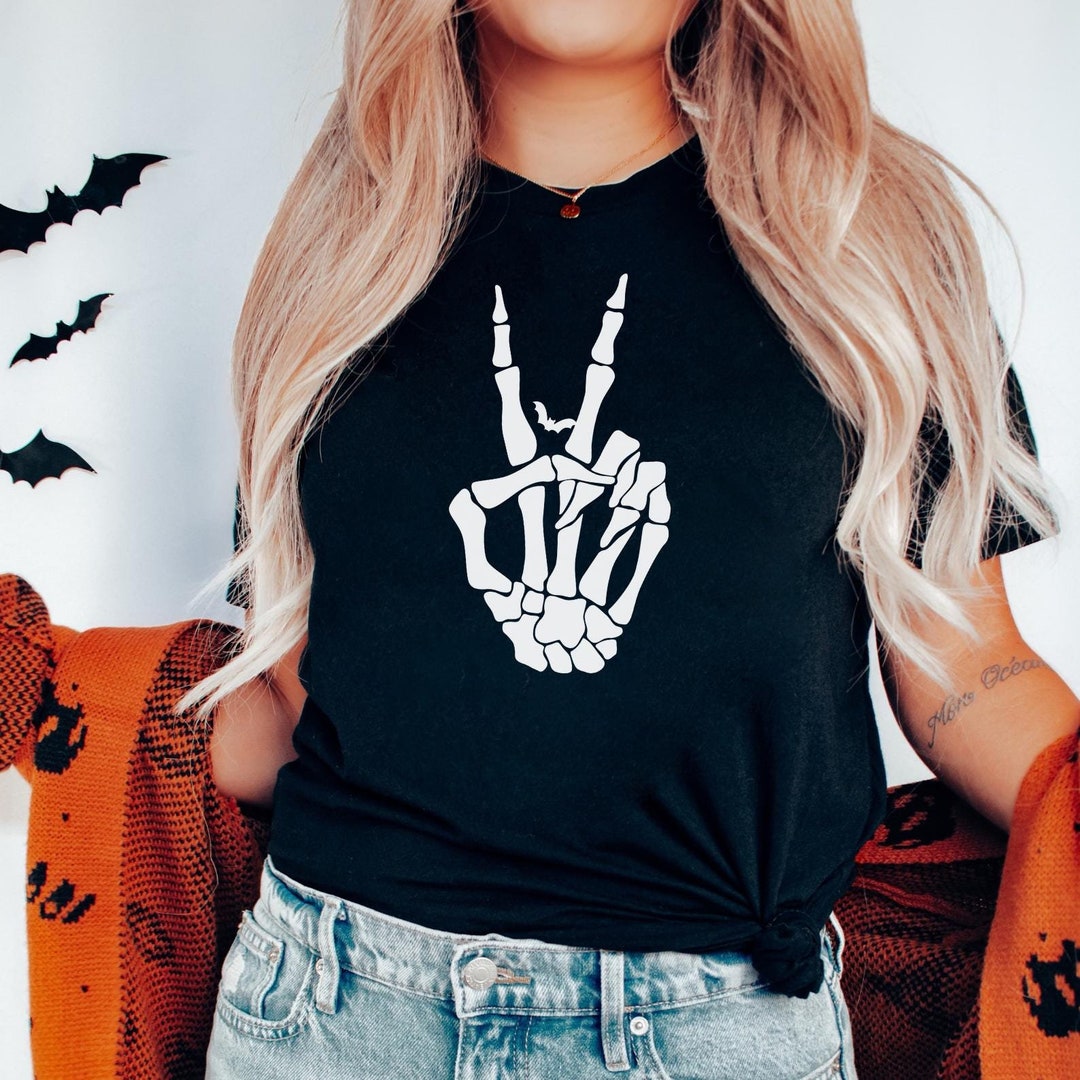 Skeleton Hand Shirt, Skeleton Rock Shirt, Halloween Shirt, Gothic ...