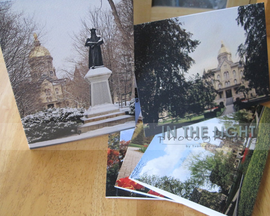 Notre Dame Golden Dome Photo Greeting Cards, Set of 6 5x7 Blank Inside ...