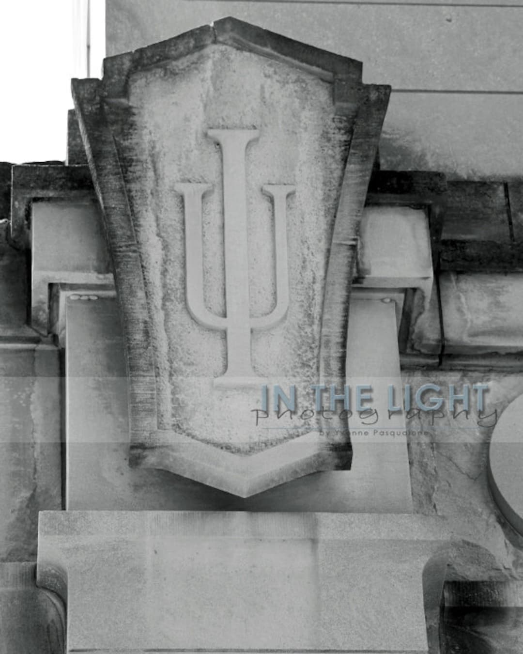 Indiana University Student Building - Carved IU Emblem - Black & White ...
