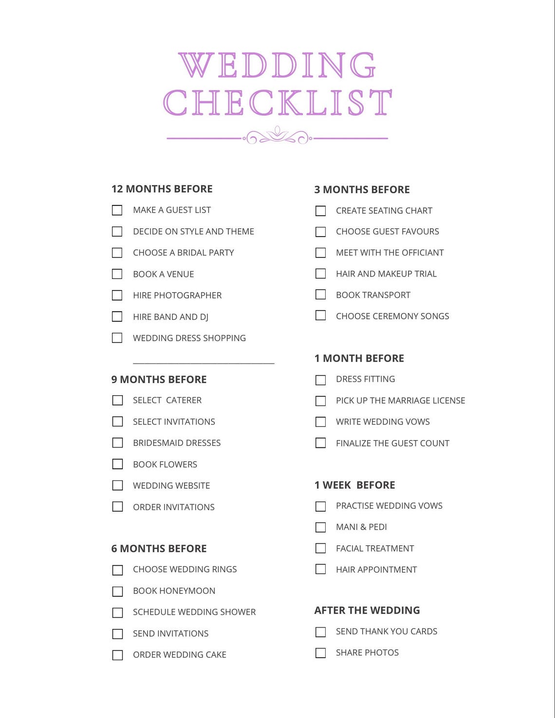 Wedding Planning Checklist Printable – Bridal Planner – Instant ...