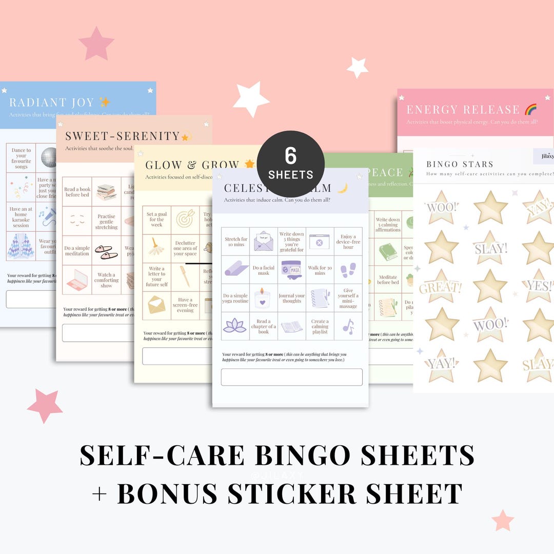 Self-care Bingo Printable Pack 6 Printable Mindfulness Challenges Self ...