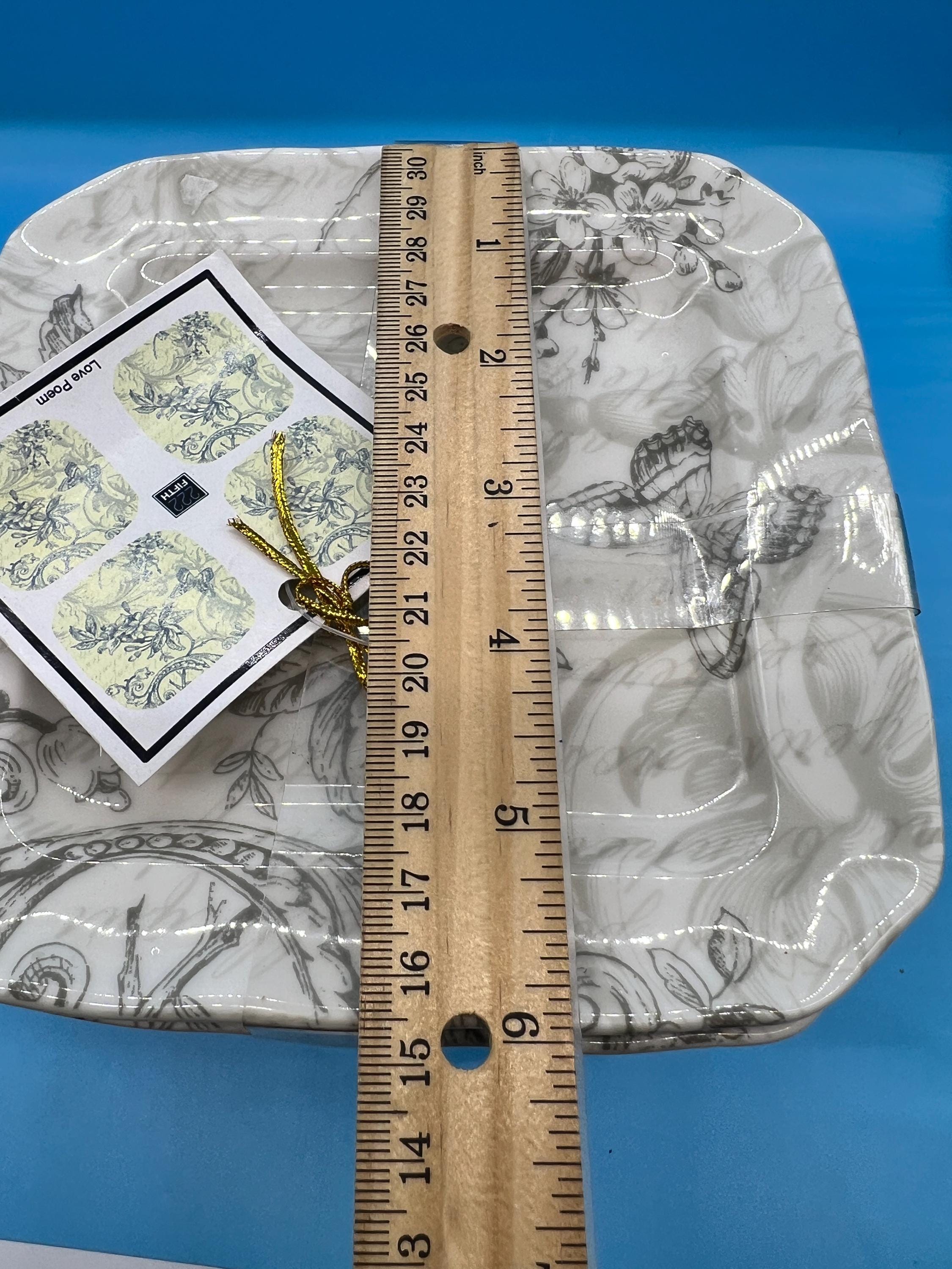 222 Fifth Love Poem Floral Butterfly Square Dessert Plates 2 Sets of 4 ...