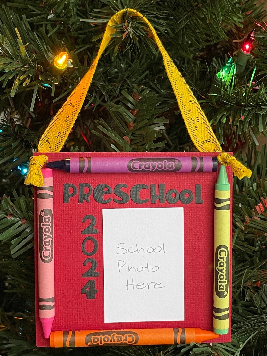 2024 Preschool Crayola Crayon Keepsake School Photo Ornament - Etsy