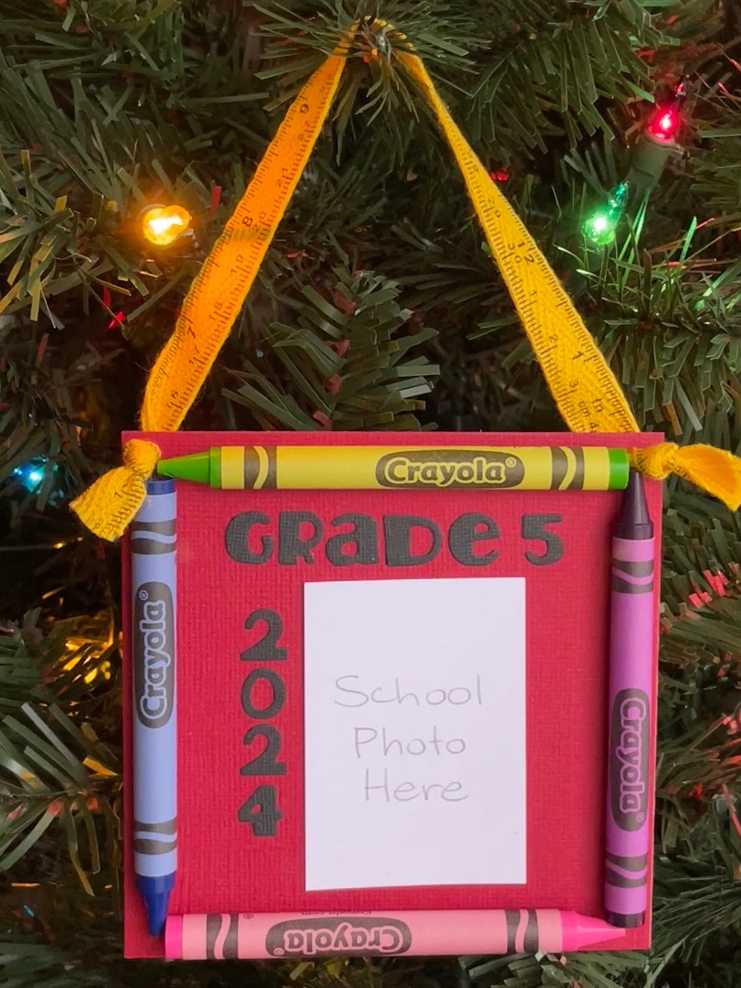2024 Grade 5 Crayola Crayon Keepsake School Photo Ornament Fifth 5th ...