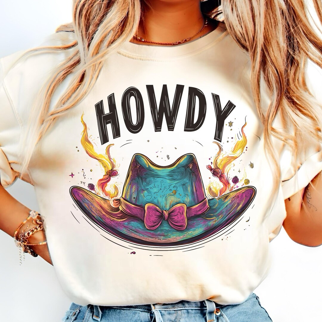 Howdy Western Hat Digital Art PNG, Vibrant Shirts, Unique Gift for ...