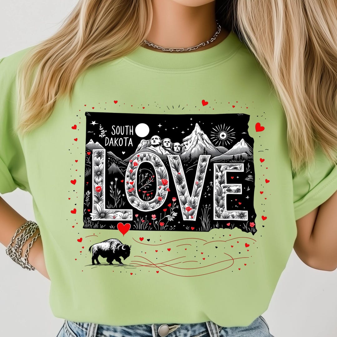 South Dakota State Love State PNG: Sublimation Design Dtf Tshirt Png ...