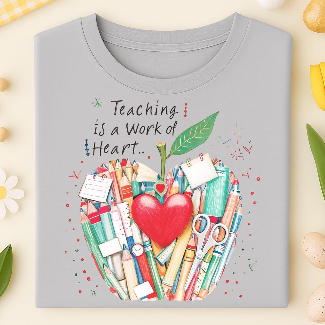 Teacher Apple Heart Png, School Supplies Sublimation Design, Cute Back ...