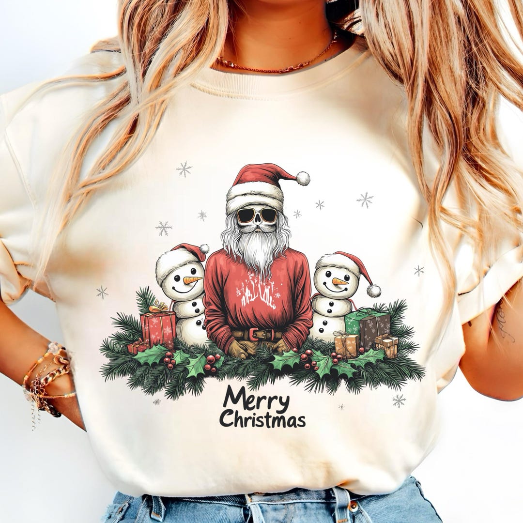 Edgy Santa Png, Snowman Christmas Vibes Shirts, Christmas Themed PNG ...