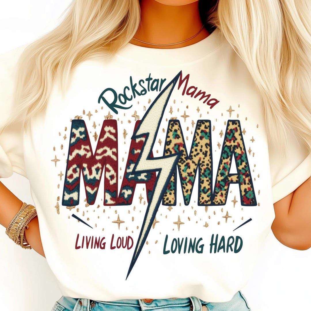 Rockstar Mama Png, Lightning Bolt Png, Music Lover Png, Punk Rock Style ...