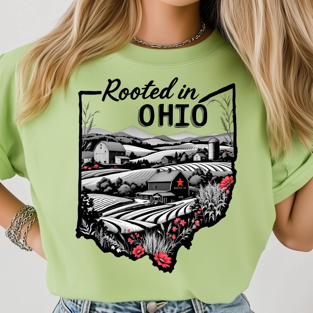 Rooted in Ohio PNG: Farm Scene, Rustic Barn Landscape Png, Sublimation ...