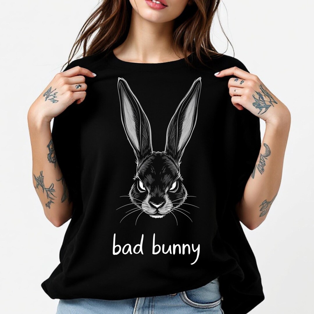 Bad Bunny Png, Bunny Art Png, Bold Rabbit Png, Bunny Shirt Png, Edgy ...