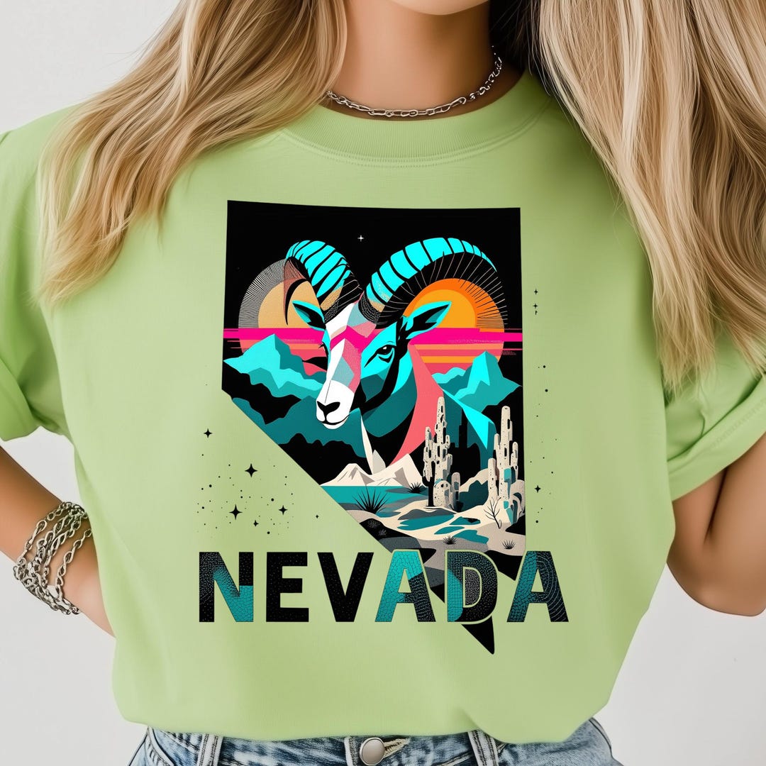 Bighorn Sheep Nevada Sunset PNG: Geometric Desert Png, Sublimation ...