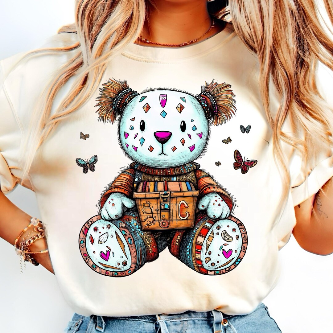 Teddy Bear Png, Cute Teddy Shirt, Butterfly Bear Gift, Whimsical Bear ...