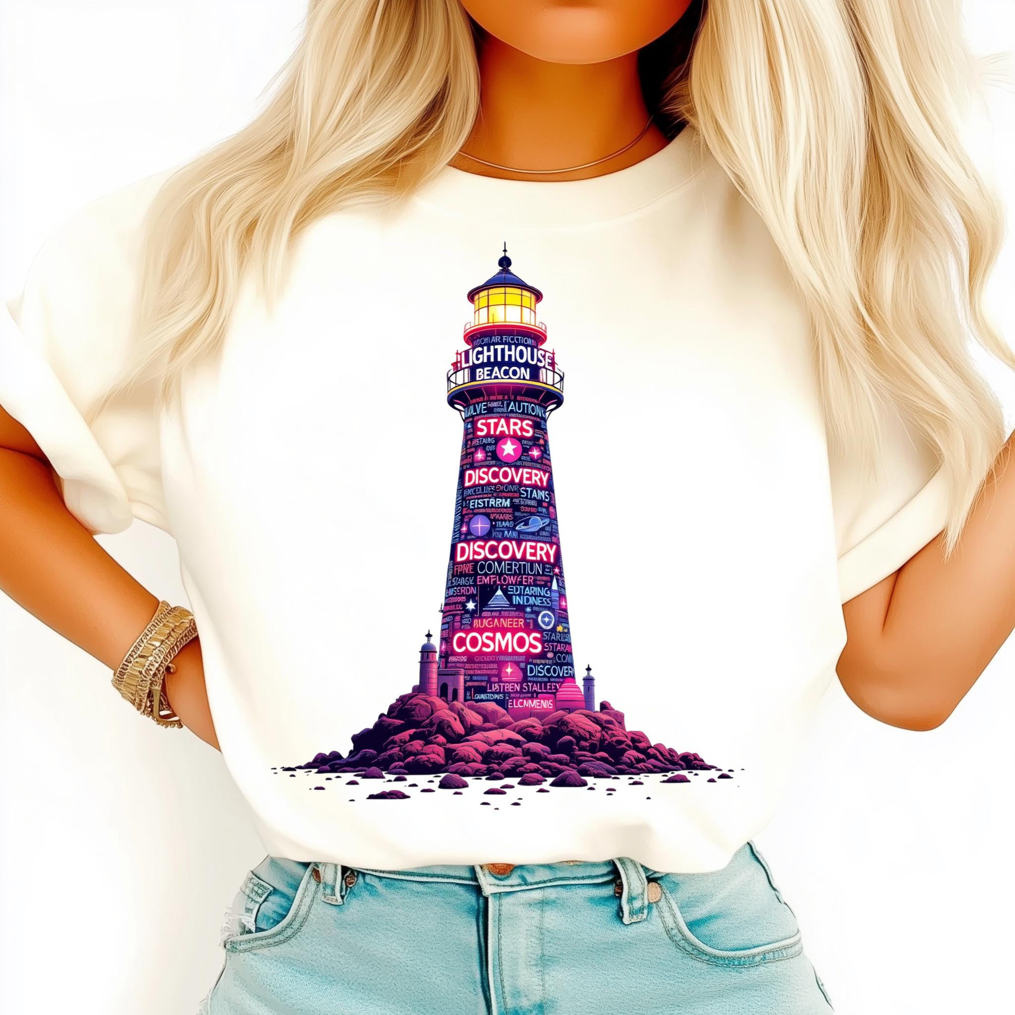 Lighthouse Glow Png, Neon Beacon Png, Discovery Light Png, Starry Night ...