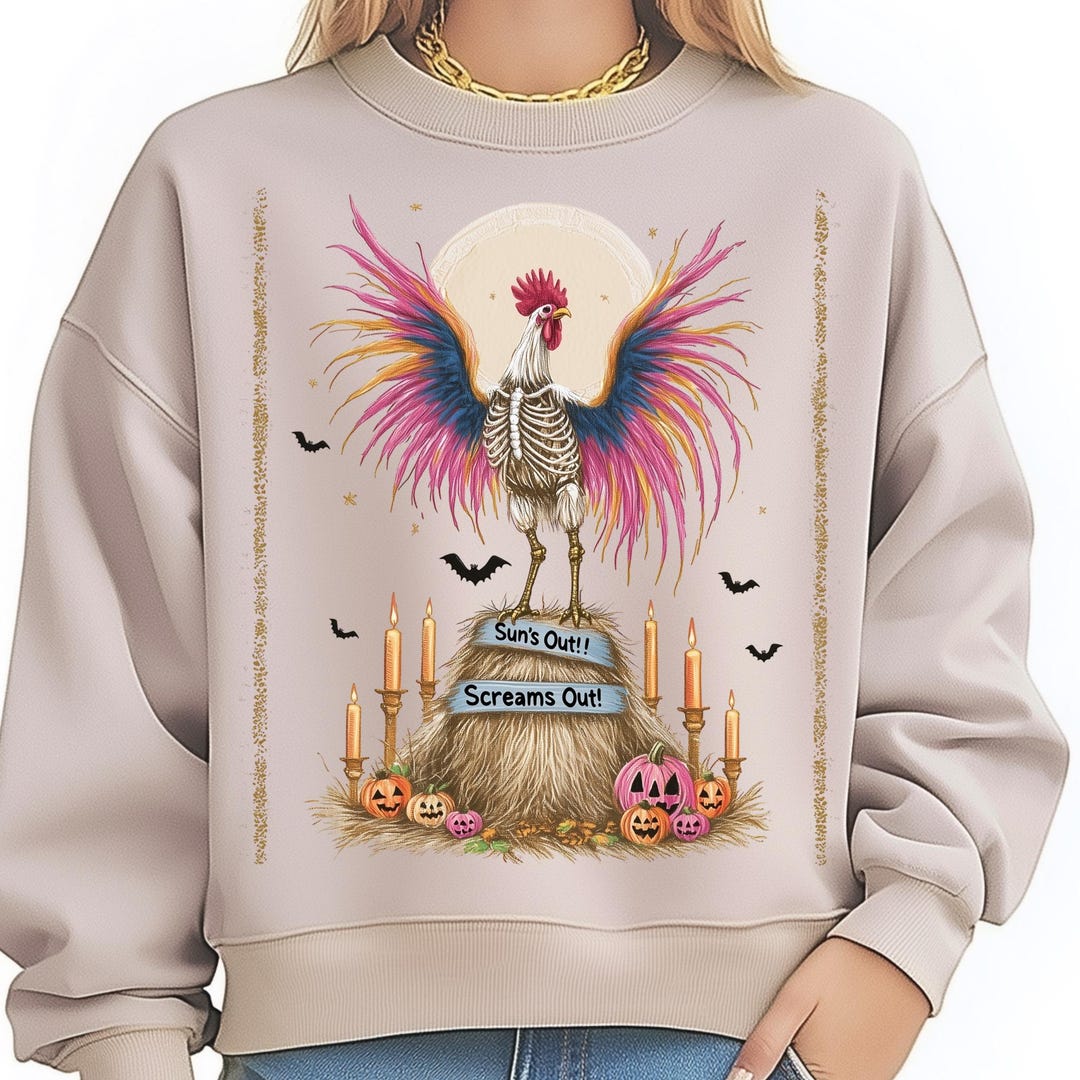 Skeleton Rooster Halloween Png, Sun’s Out Screams Out Spooky Season ...