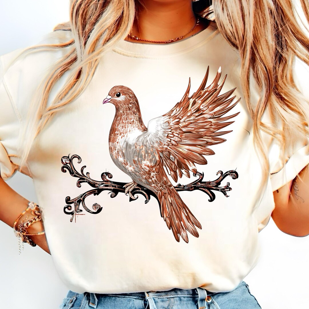 Elegant Bird PNG, Ornate Dove Shirts, Graceful Gift Design, Soaring ...