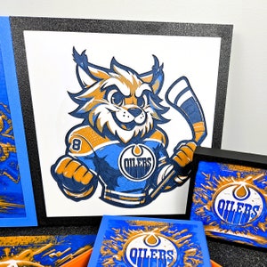 Hunter Edmonton Oilers Mascot Physical Print With Frame Hueforge 3D ...