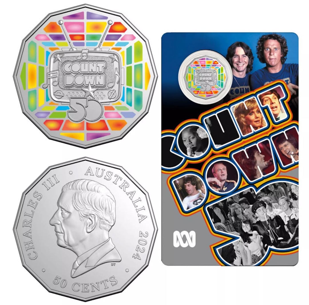 Australia 2024 50th Anniversary of Countdown 50c Coloured UNC Coin in ...