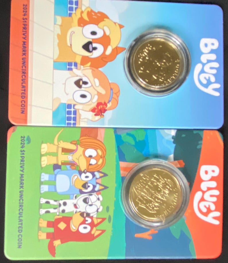Limited Edition 2024 Bluey Complete Set of 10 Dollarbucks With Privy ...