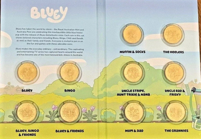 Bluey 1 Dollar Full Coin Set of 10 With Folder - Etsy