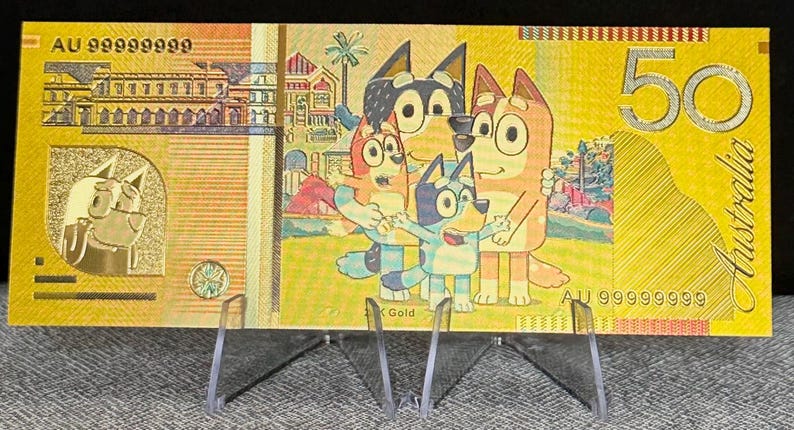 Bluey Dollar 50 Novelty Gold Foil Collectable Bill - Etsy Australia