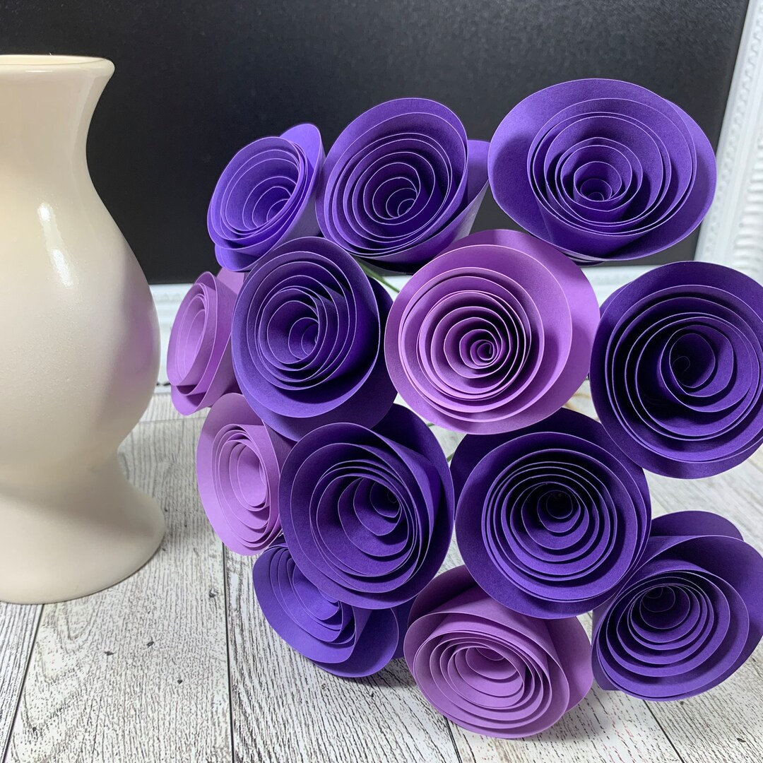 Purple Paper Flowers, Paper Flower Bouquet, Purple Flowers Gift Bouquet ...